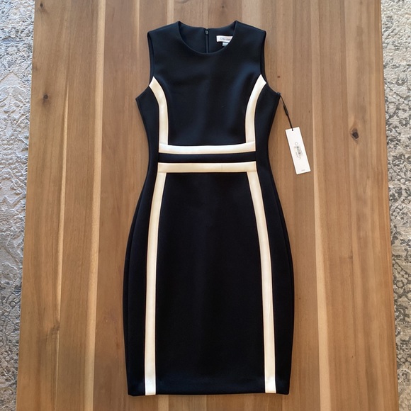 Calvin Klein | Dresses | Calvin Klein Nwt Colorblock Scuba Sheath Dress ...